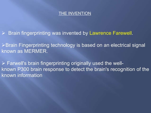 Brain Fingerprinting PPT | PPTX | Brain and Nervous System Disorders ...