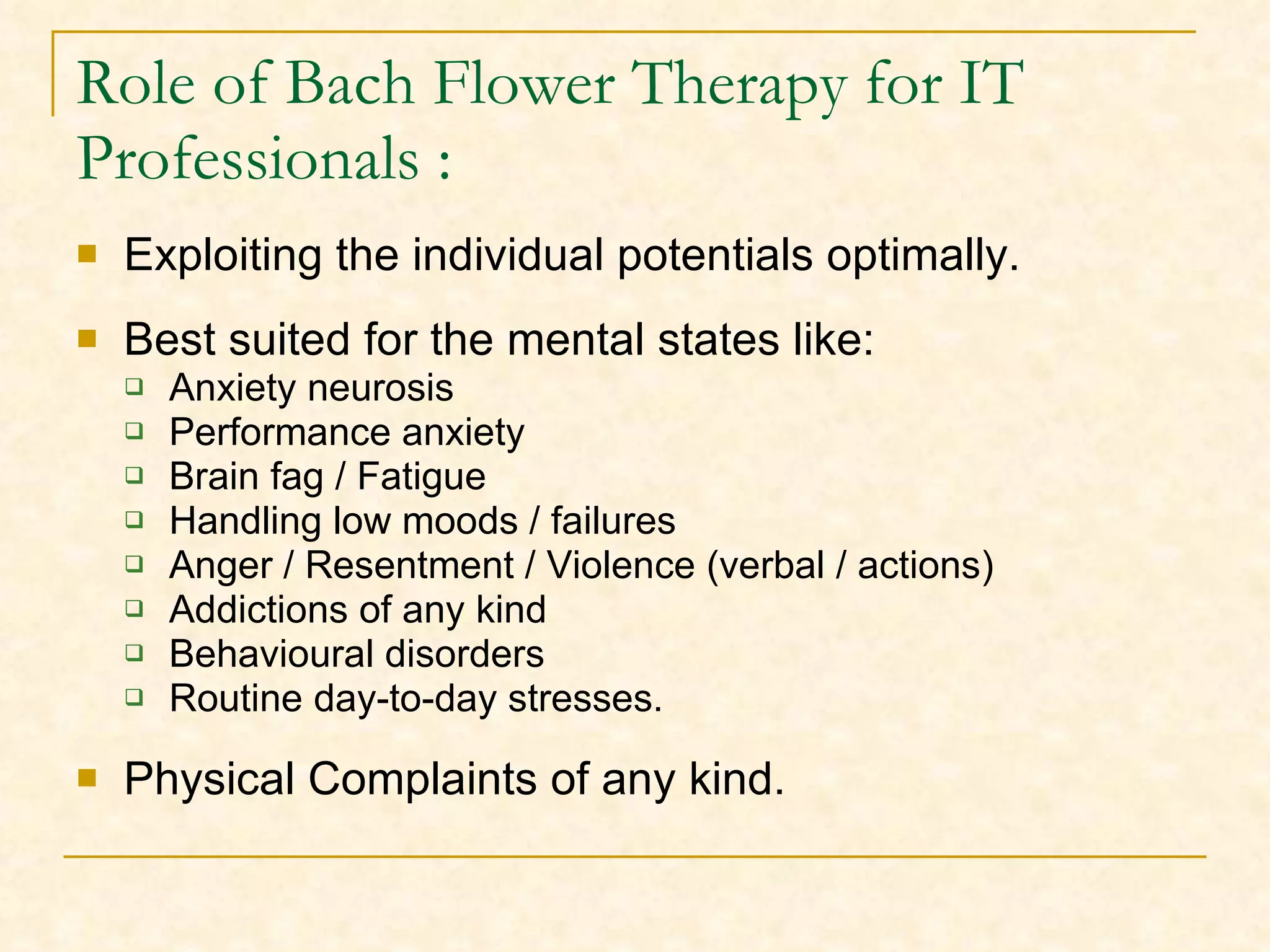 Bach flower therapy in Stress management | PPT