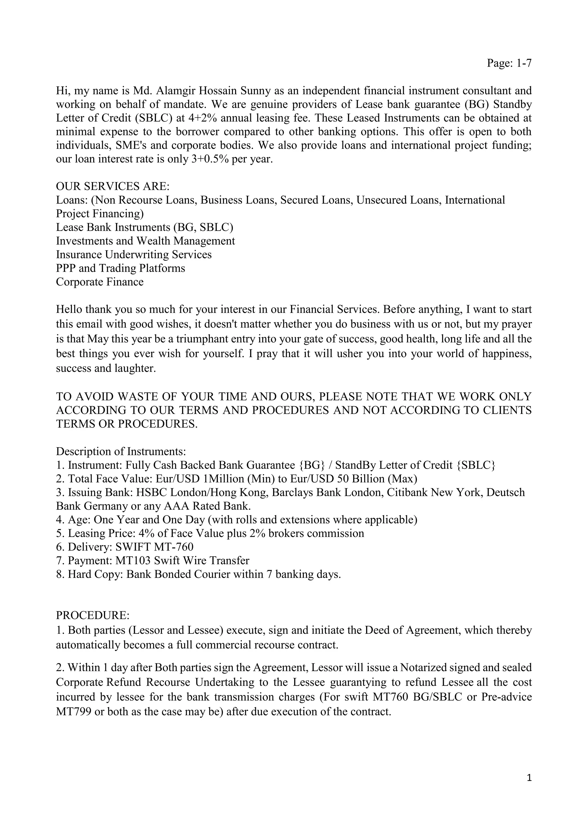 Bg.sblc procedure & guide | PDF