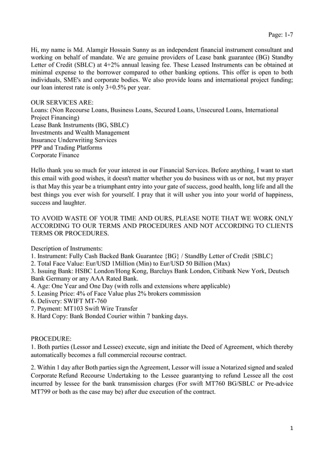 Bg.sblc procedure & guide | PDF