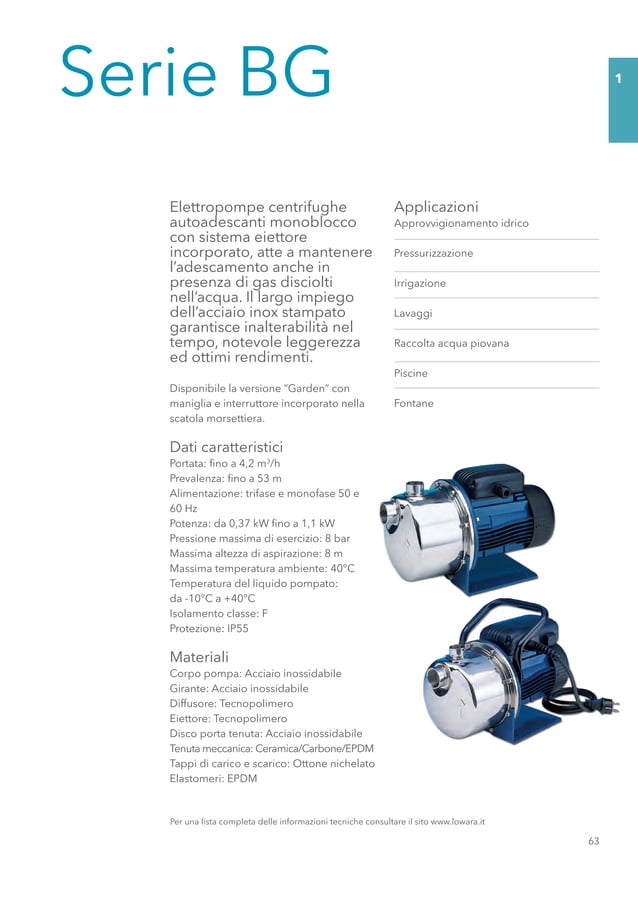 Lowara BGM - Fornid - Elettropompe centrifughe autoadescanti | PDF | Home & Garden
