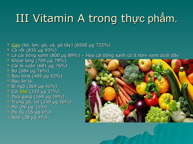 bai giang ve vitamin tan trong lipid- vitamin A | PPT