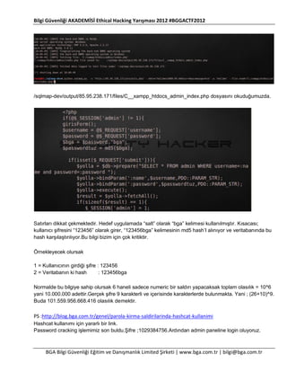 BGA CTF 2012 Ethical Hacking Yarışması Çözümleri | PDF