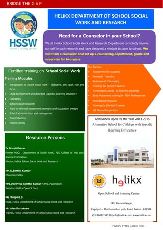 Learning Disability and School Social Work | PDF