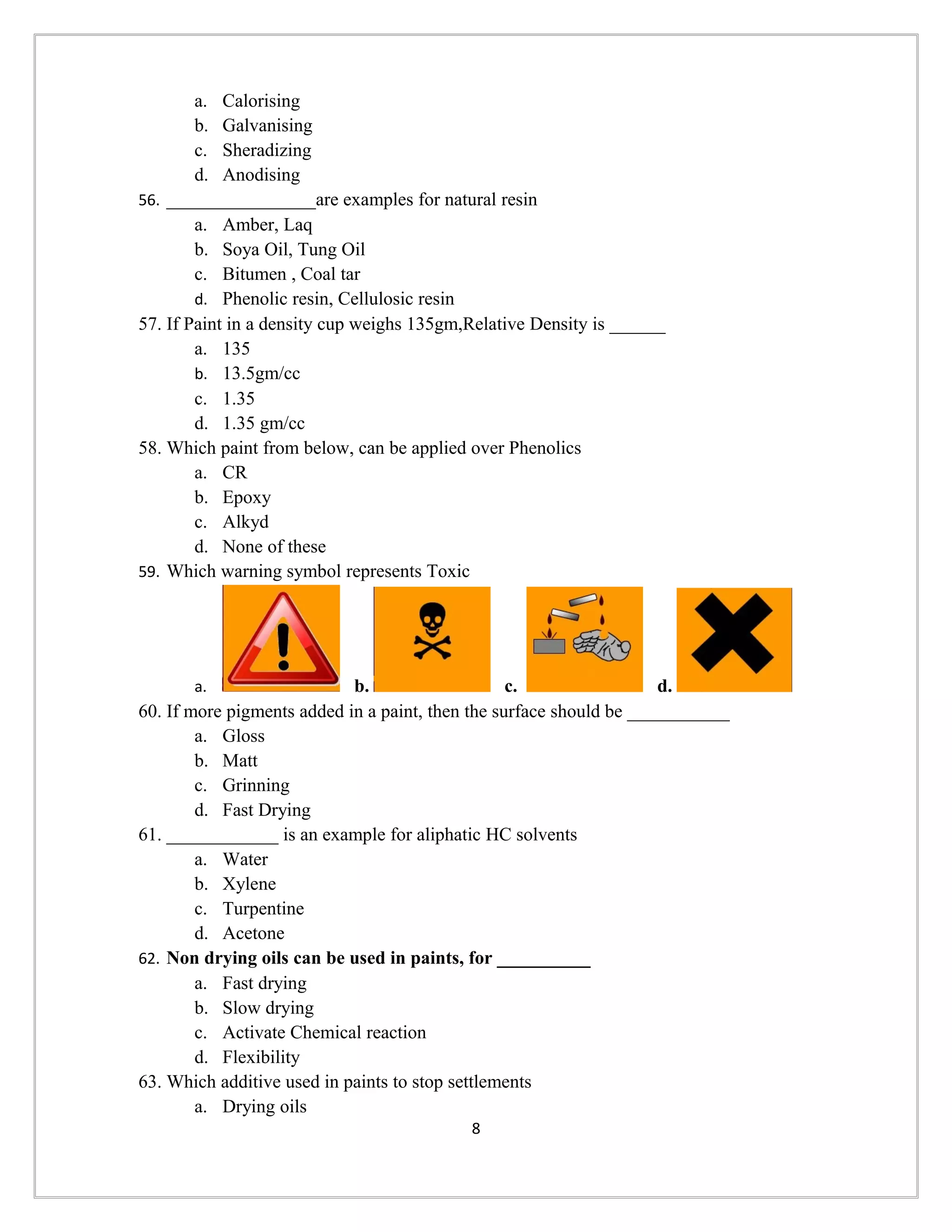 B Gas Painting Multiple Choice 2 Pdf
