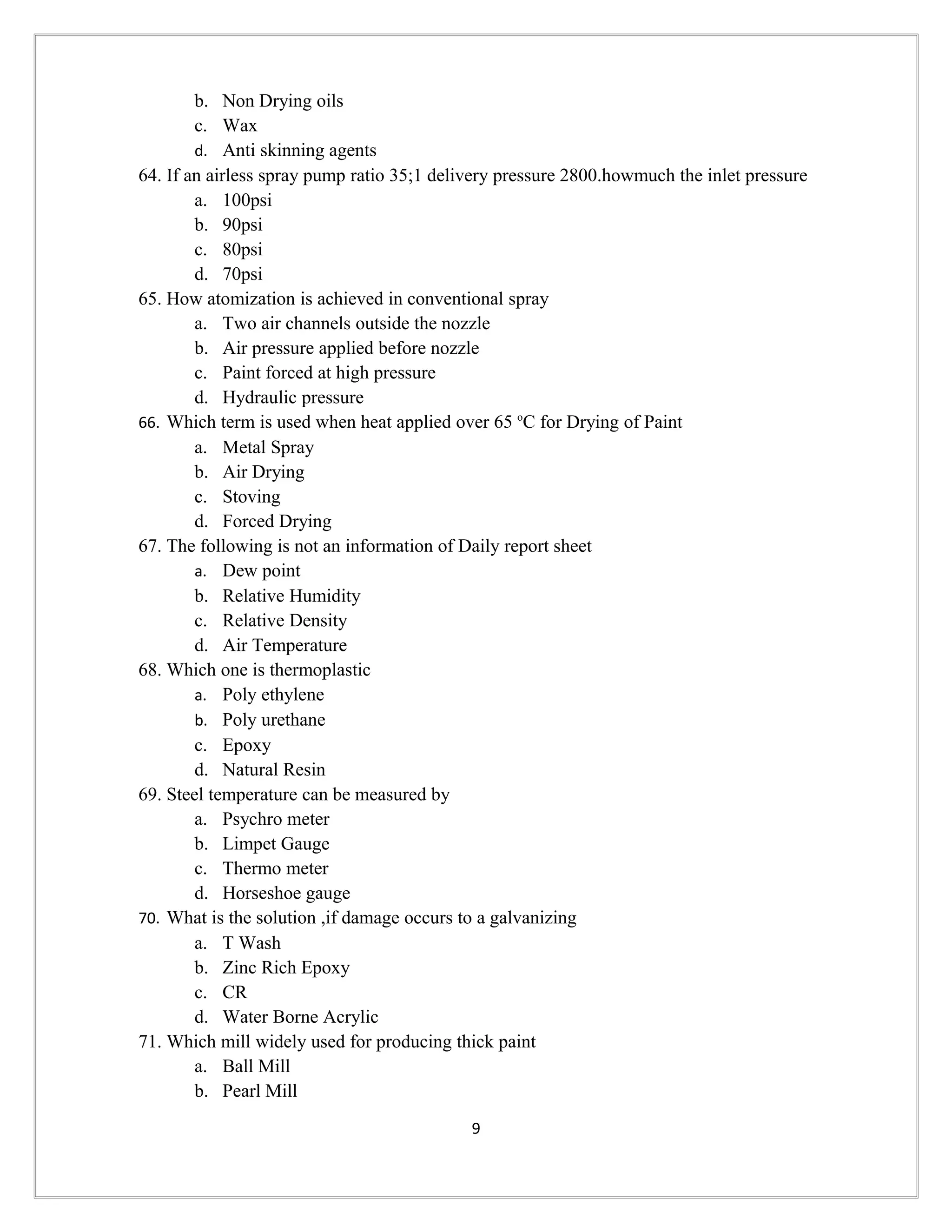 B Gas Painting Multiple Choice 2 Pdf