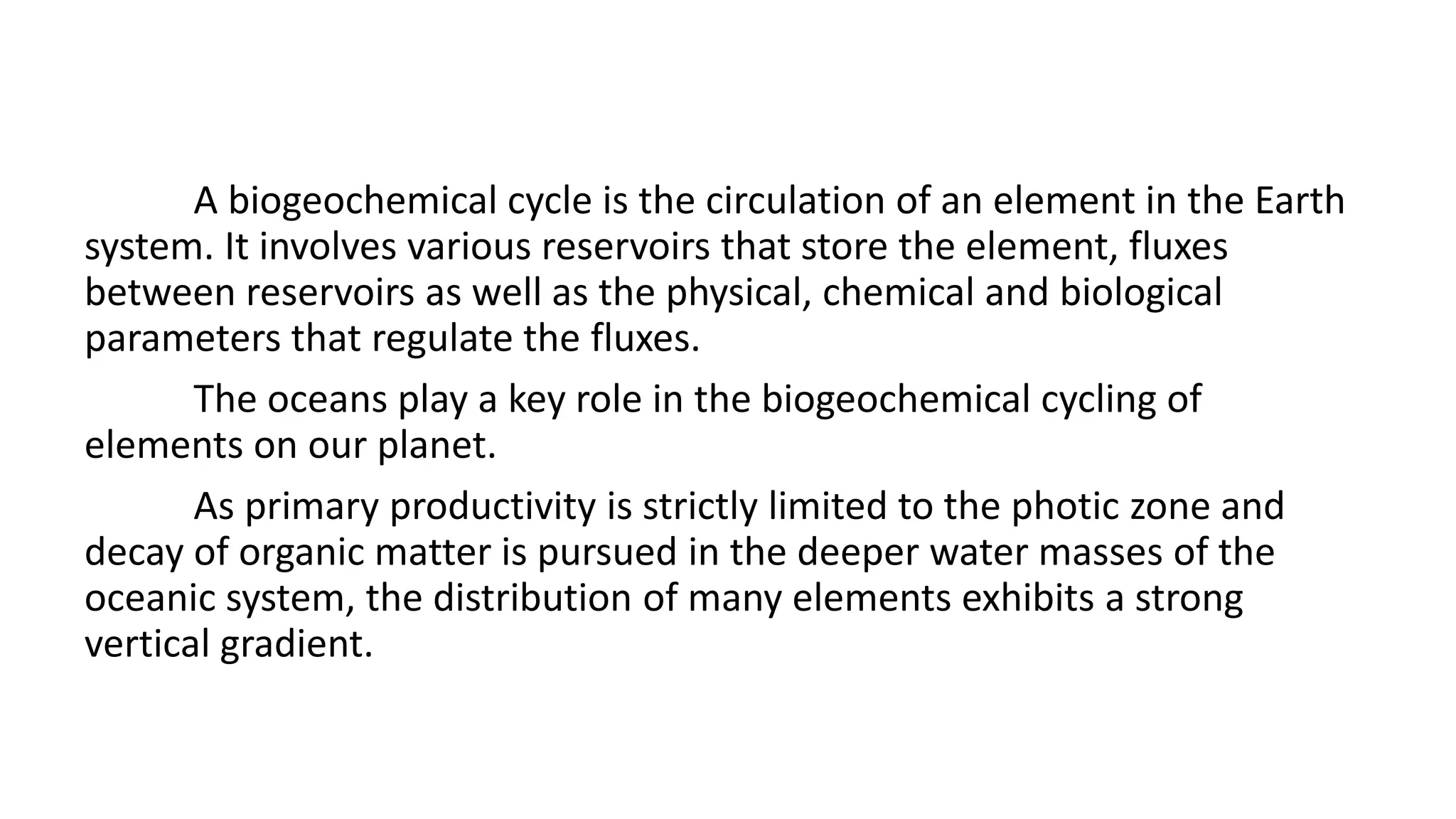 MARINE BIOGEOCHEMICAL CYCLING | PPTX