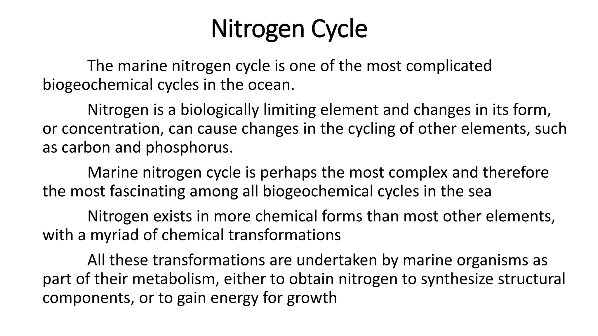 MARINE BIOGEOCHEMICAL CYCLING | PPTX
