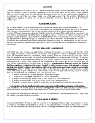 Boys & Girls Club Parent Handbook 2016 2017 | PDF