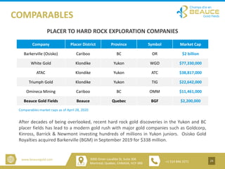 Beauce Gold Fields Corporate Presentation 2020 | PDF