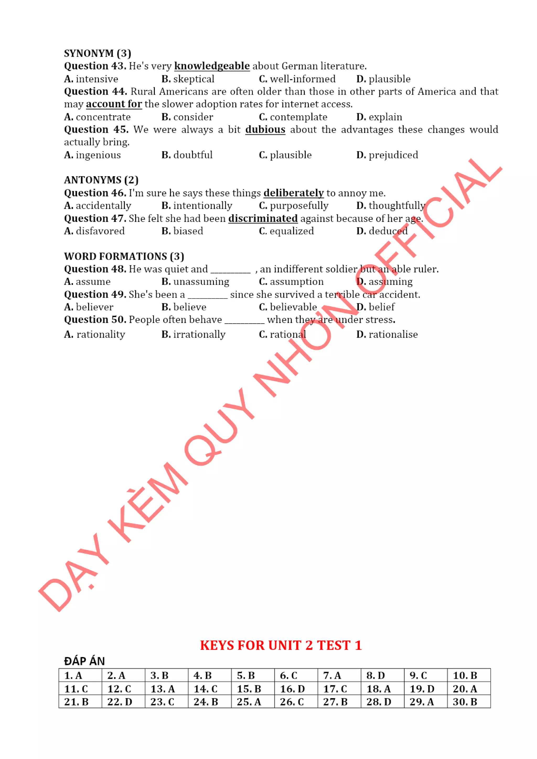 BỘ GIẢI THÍCH TỪ VỰNG, CÓ PHIÊN ÂM CỦA DESTINATION C1, C2 + TEST 3 ...