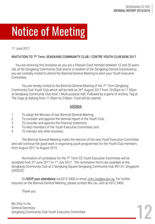 Sengkang Community Club Youth Executive Committee Biennial General Meeting Booklet | PDF