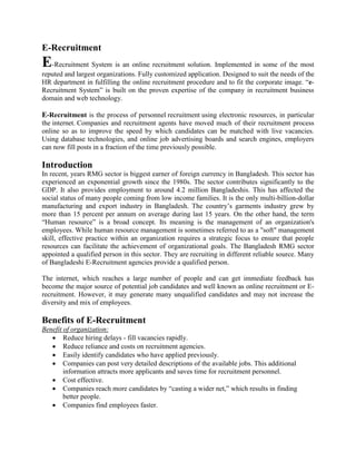 Practice of E-Recruitment (Human Resource Management) in RMG Sector. | DOCX