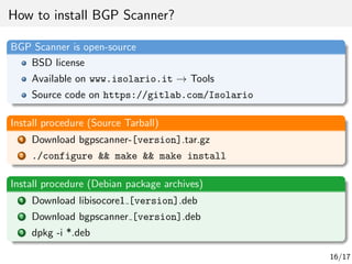 BGP Scanner - Isolario BGP-MRT Data Reader C Library and Tool | PPT