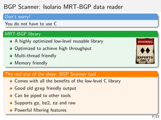 BGP Scanner - Isolario BGP-MRT Data Reader C Library and Tool | PPT
