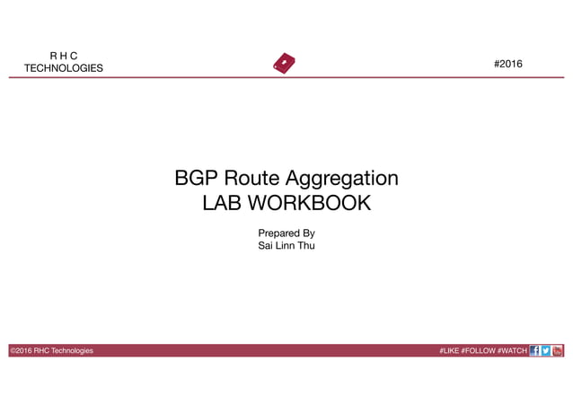 BGP Route Aggregation Lab WorkBook | PDF