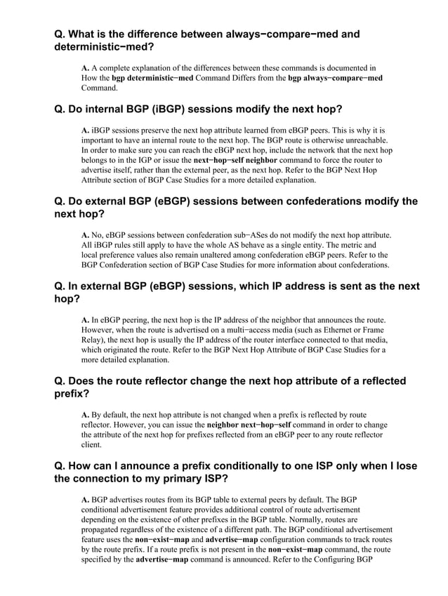 BGP Interview Questions for Network Engineers | PDF