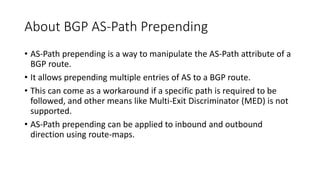 BGP Path Selection & Attributes BGP Weight & BGP AS-Path Prepending | PPT
