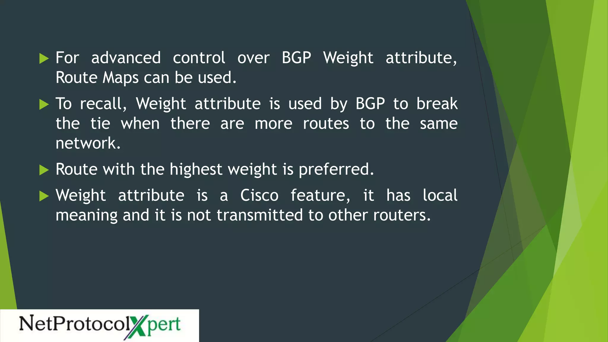 BGP Weight Manipulation with Route Map | PPT