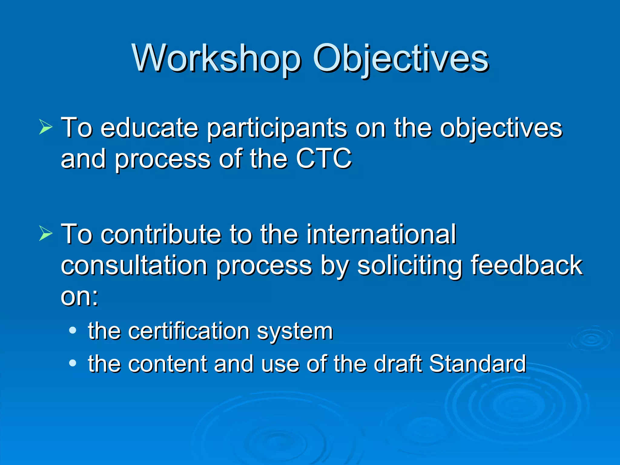 Bgr Ctc Standard Workshop | PPT