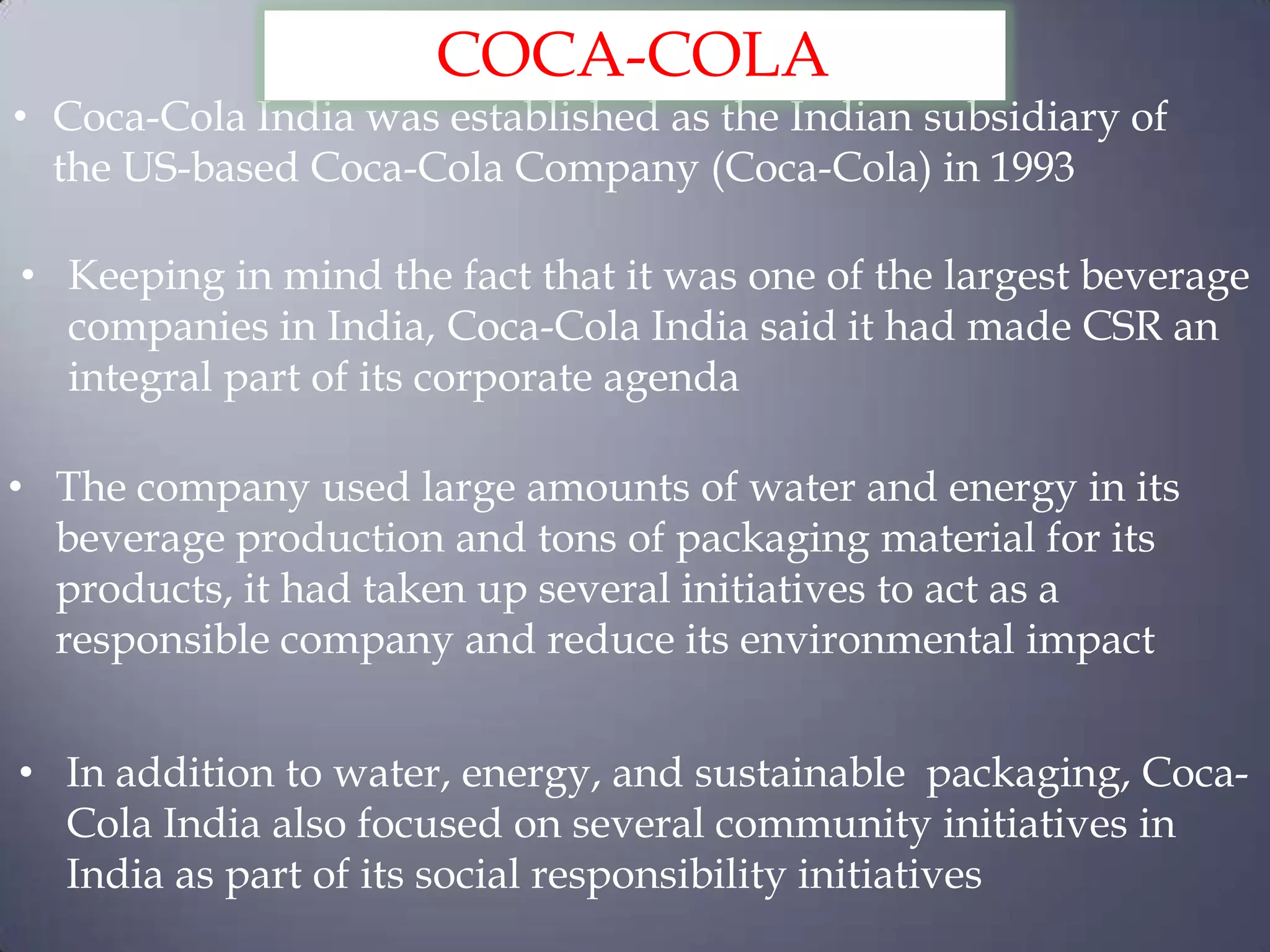 csr of coca-cola | PPTX