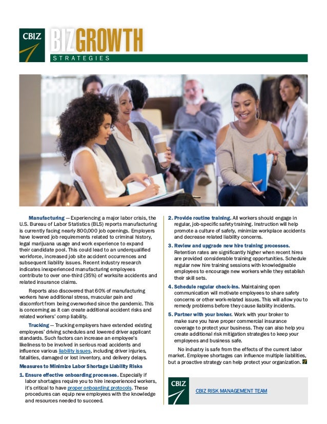 Common Labor Shortage Risks & Tips to Mitigate Your Exposures | PDF