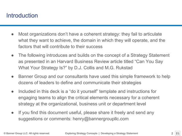 Developing Strategy Statements - an easy DIY framework | PPT