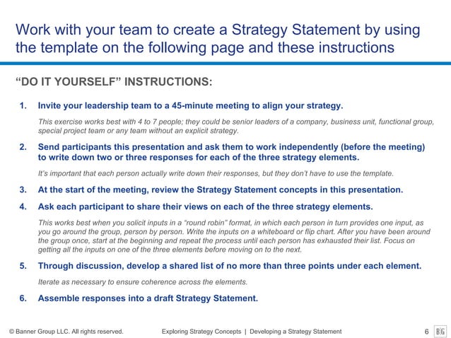 Developing Strategy Statements - an easy DIY framework | PPT