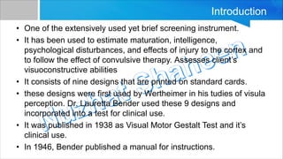 Benton Gestalt Test (A psychological Assessment Tool) | PDF