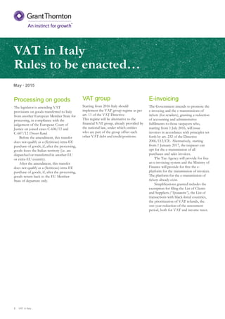 Italy: VAT - New rules from 2015 | PDF