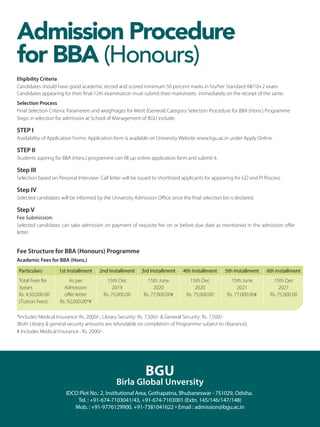 Birla Global University BBA (Hons) Admission Brochure 2019 | PDF