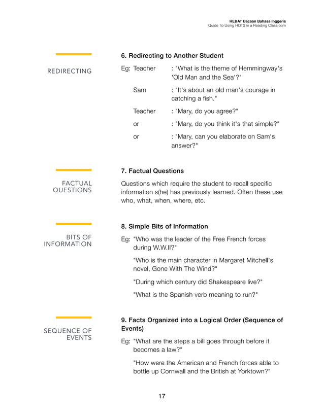 B) guide to using hots in a reading classroom | PDF