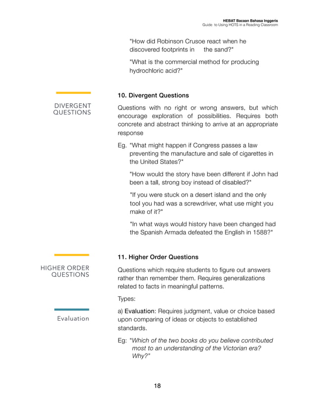 B) guide to using hots in a reading classroom | PDF