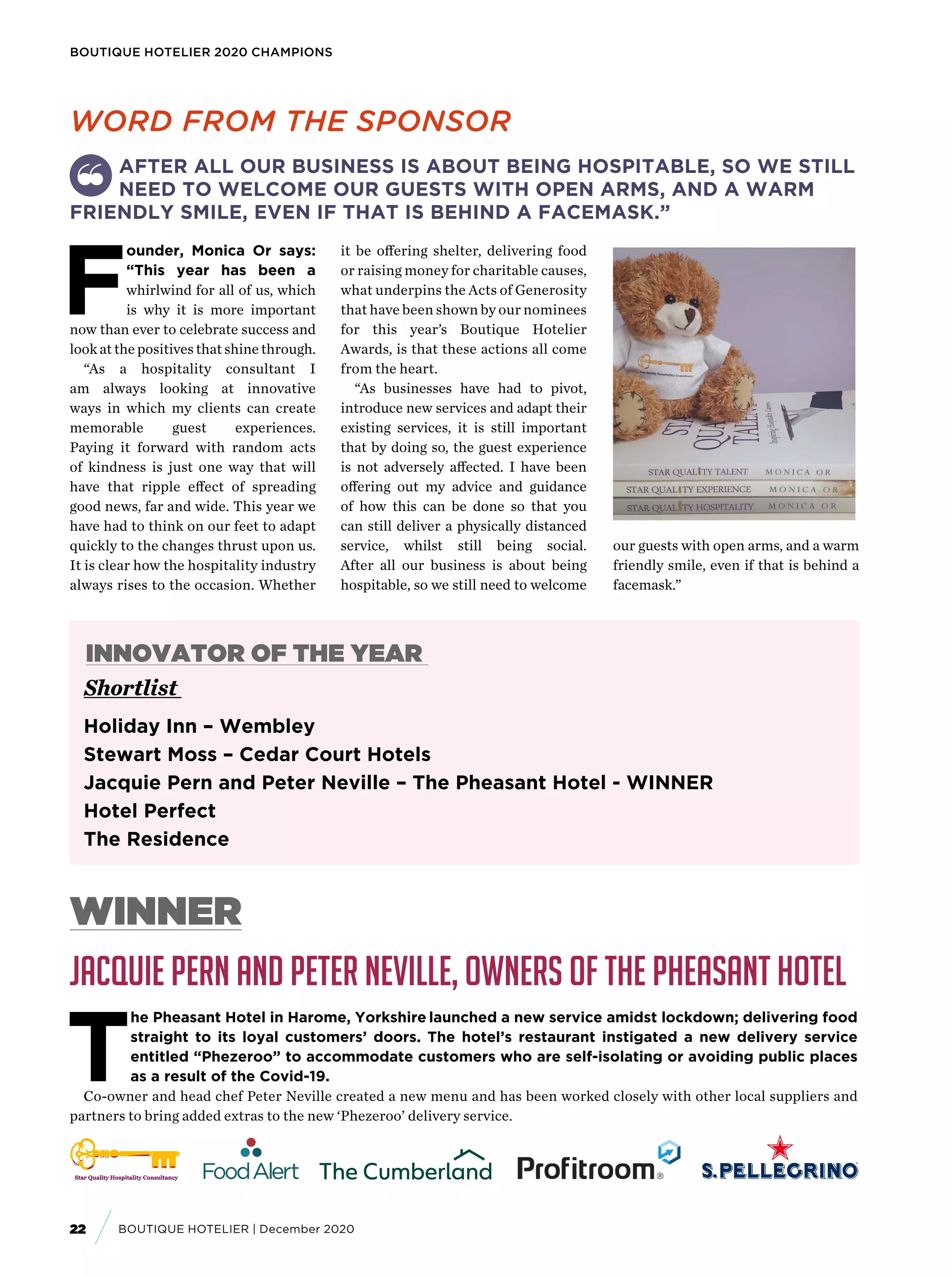Boutique Hotelier 2020 Champions - Sponsor - December 2020 | PDF
