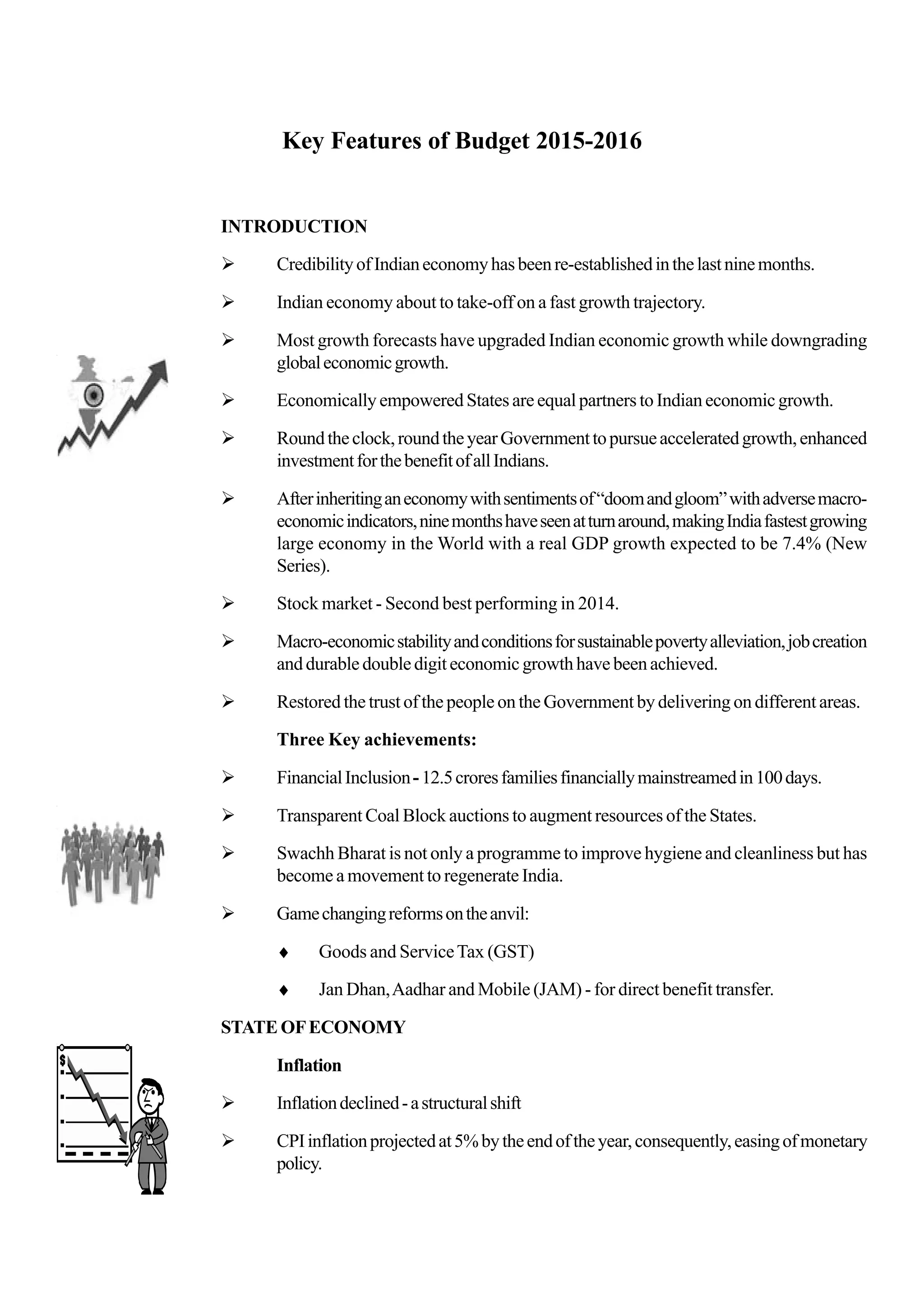 Key Features of Budget 2015 -16 | PDF