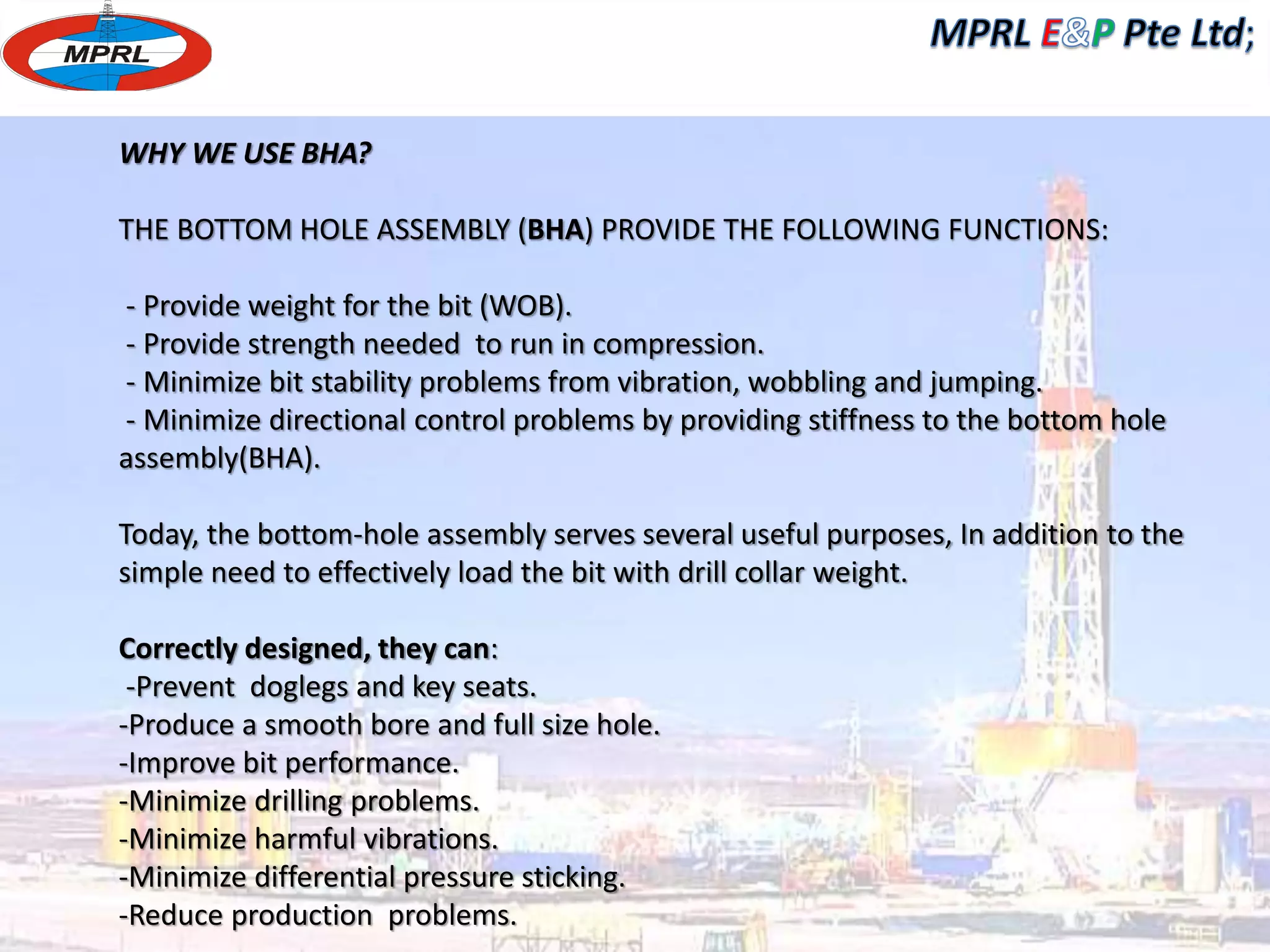 BHA components and performances | PPSX