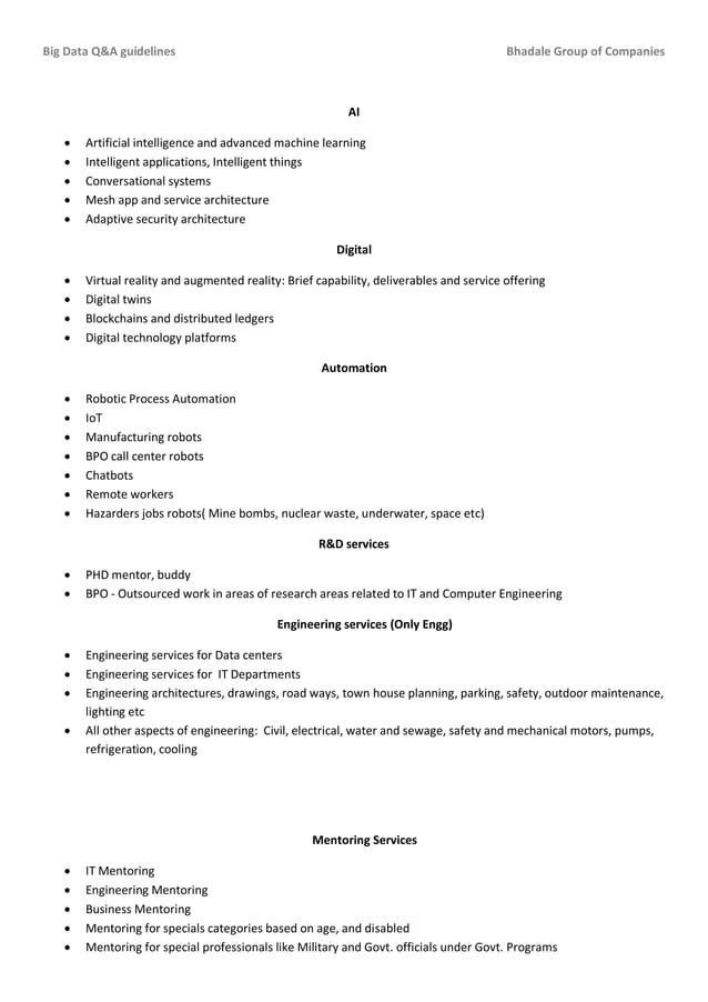 Bhadale group of companies big data qa guidelines | PDF