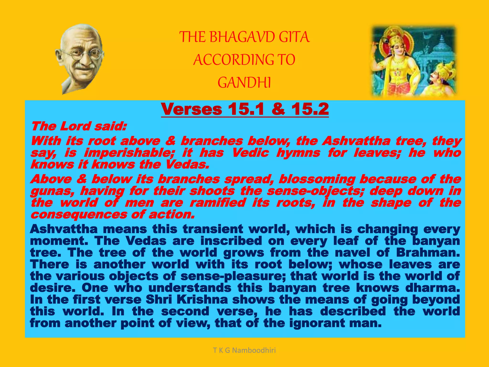 Bhagavad gita according to gandhi chapter 15 | PPTX