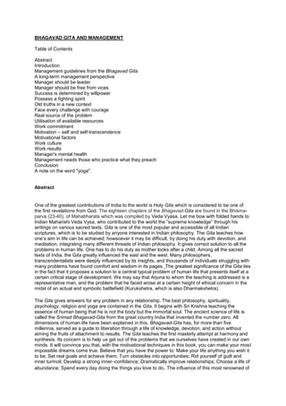 Bhagavad gita and management | DOCX