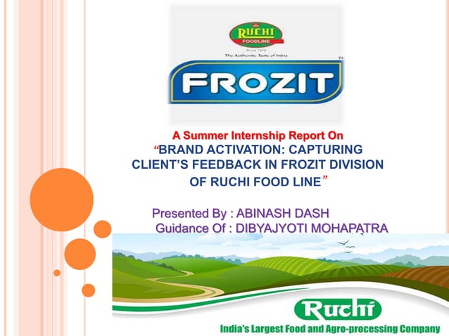 A presentation on Ruchi food line : Frozit brand activation | PPTX
