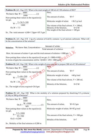 Solution to the Mathematical Problems from Bahl Tuli MANIK | PDF