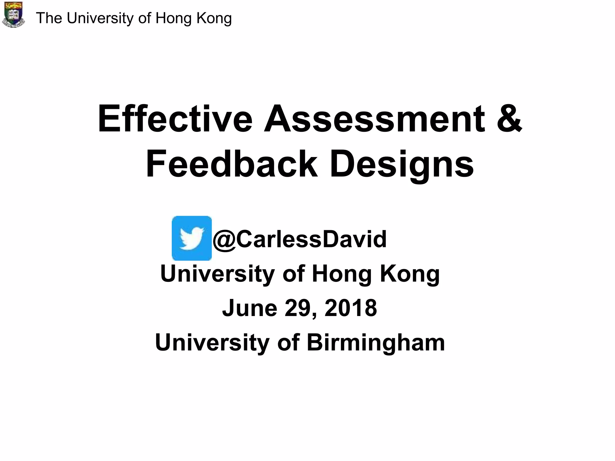 Effective Assessment and feedback designs | PPT