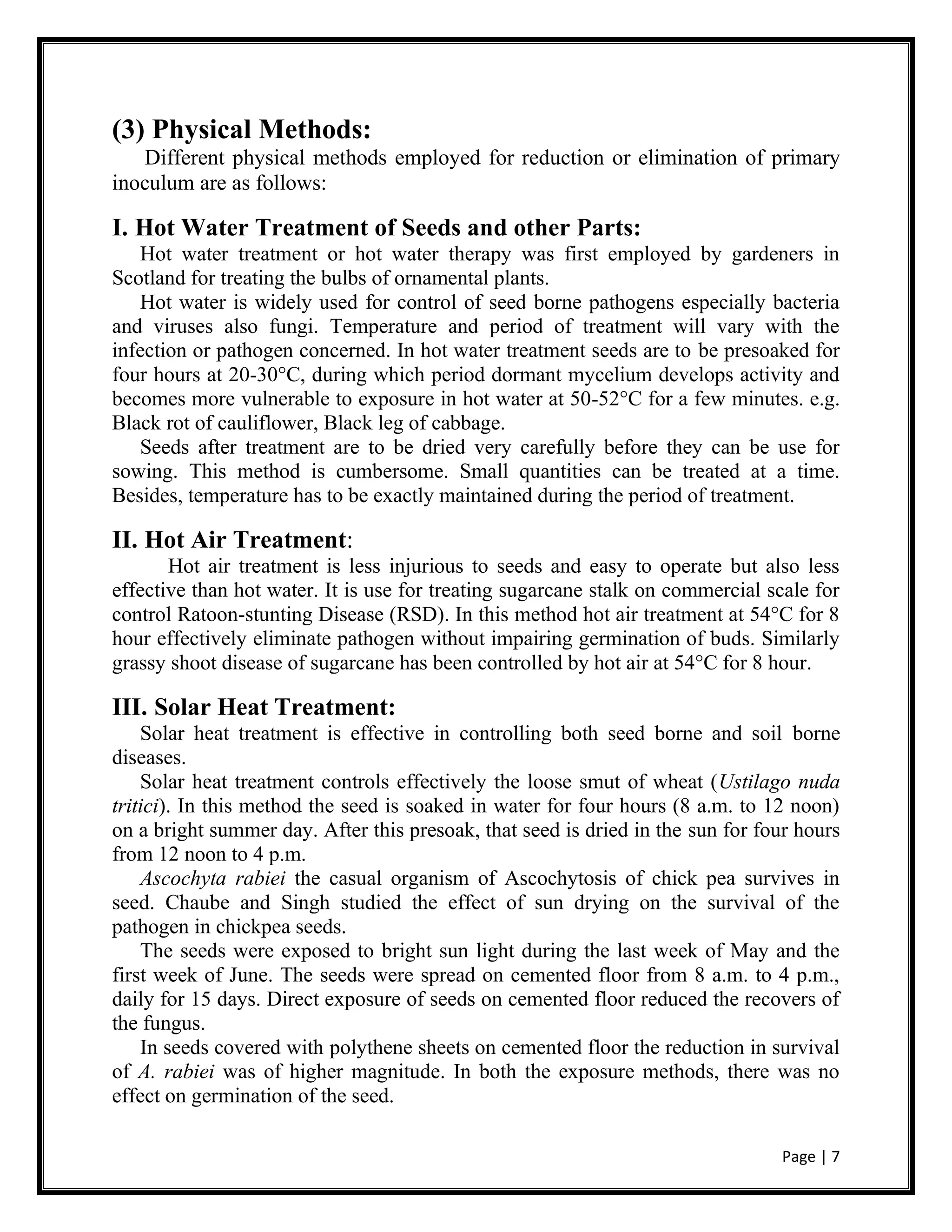 Management of Seed-Borne Plant Pathogens/Diseases and Procedure for ...