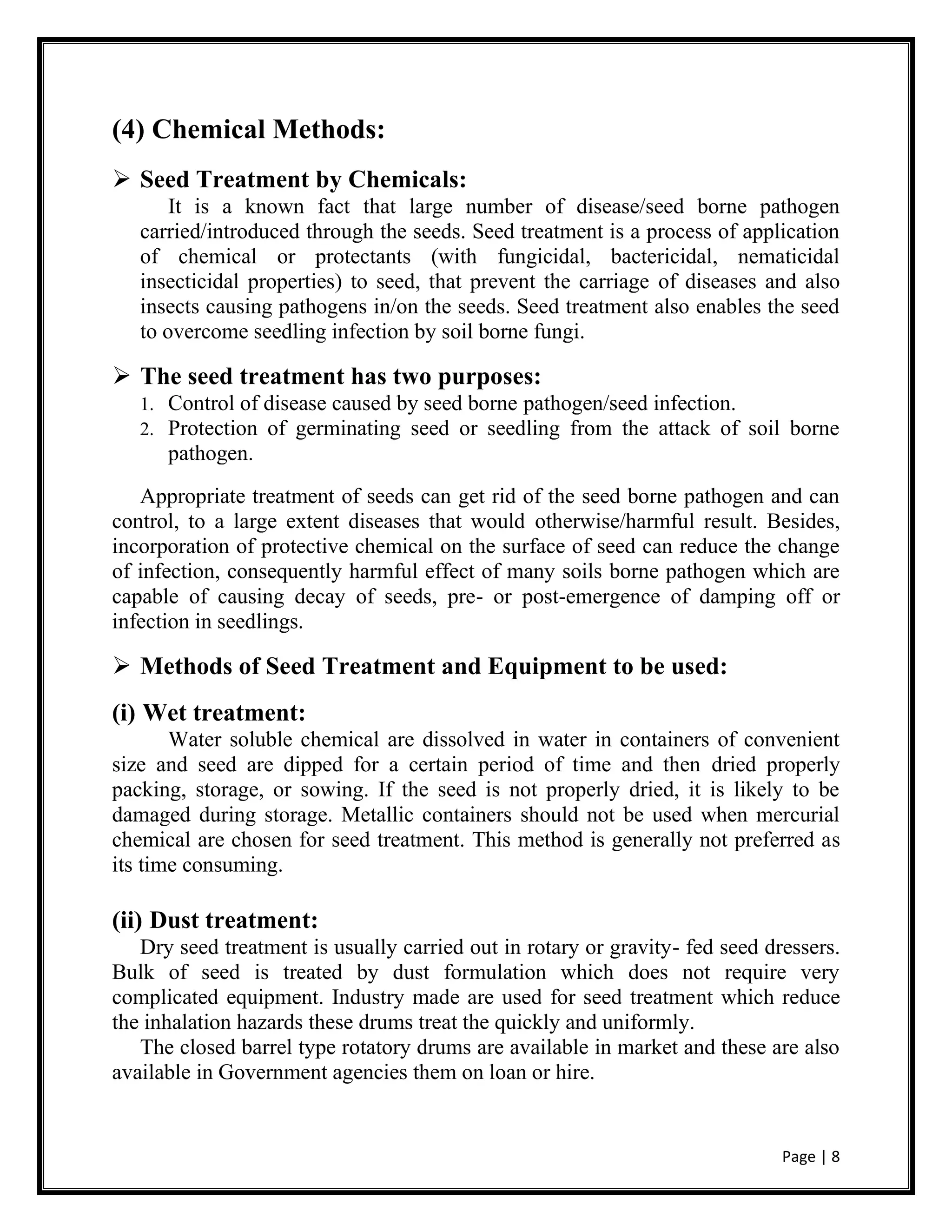 Management of Seed-Borne Plant Pathogens/Diseases and Procedure for ...