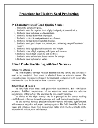 Management of Seed-Borne Plant Pathogens/Diseases and Procedure for ...