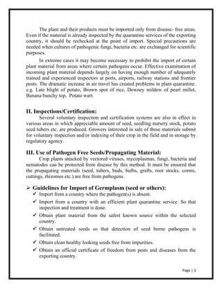Management of Seed-Borne Plant Pathogens/Diseases and Procedure for ...
