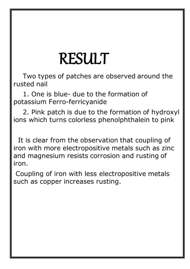investigation project of chemistry on metal coupling | DOCX | Nail Care ...