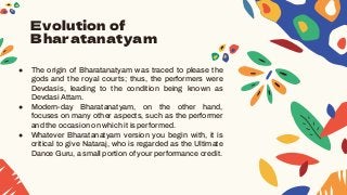 Bharatanatyam - History, Evolution, Stages, and Sequences - Kafqa Academy | PPTX