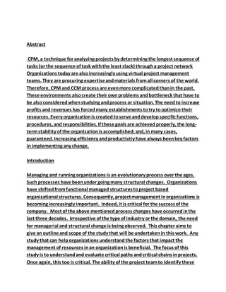 study on project analysis through critical path method | DOCX