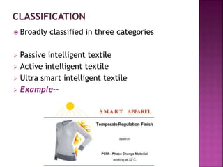 intelligent textiles BY BHARAT GUPTA uptti KANPUR INDIA | PPTX